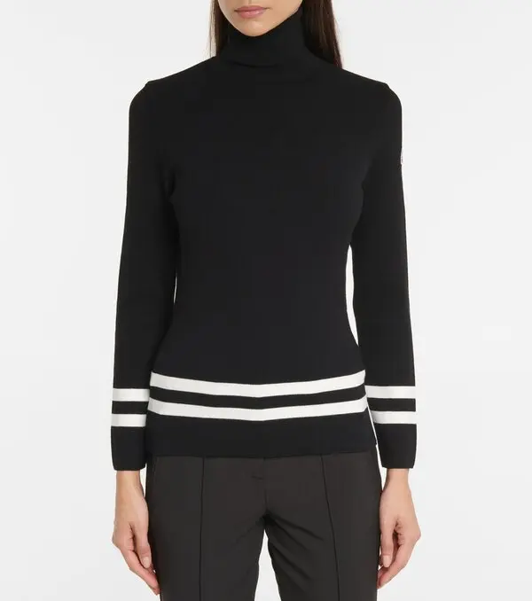 Fusalp Striped Turtleneck Knit Sweater - White