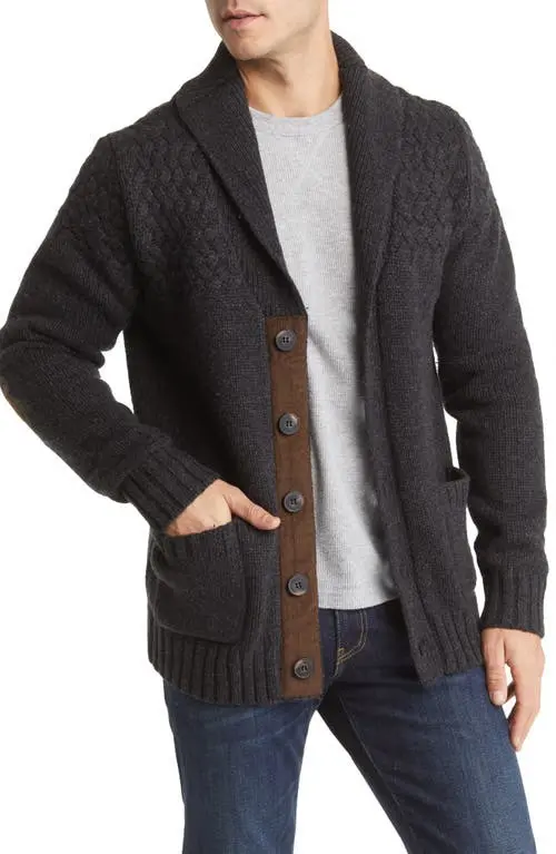 SCHOTT Corduroy Elbow Patch Wool-blend Cardigan