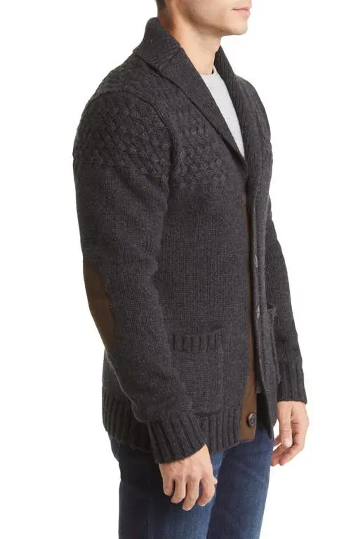SCHOTT Corduroy Elbow Patch Wool-blend Cardigan