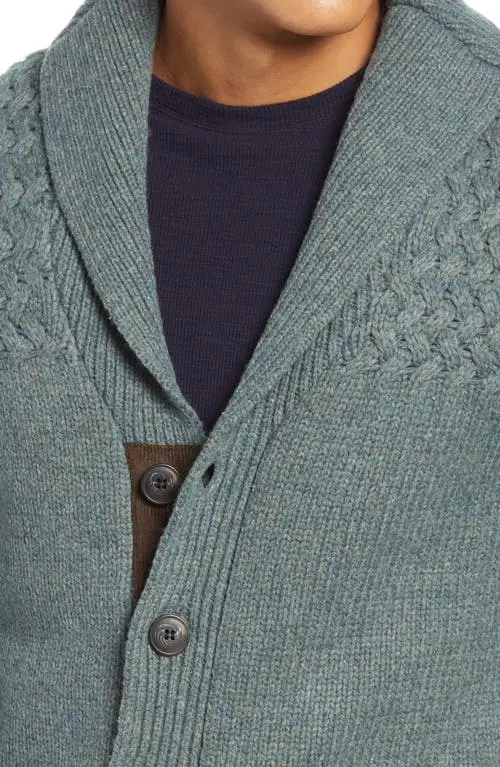 SCHOTT Corduroy Elbow Patch Wool-blend Cardigan - Sage