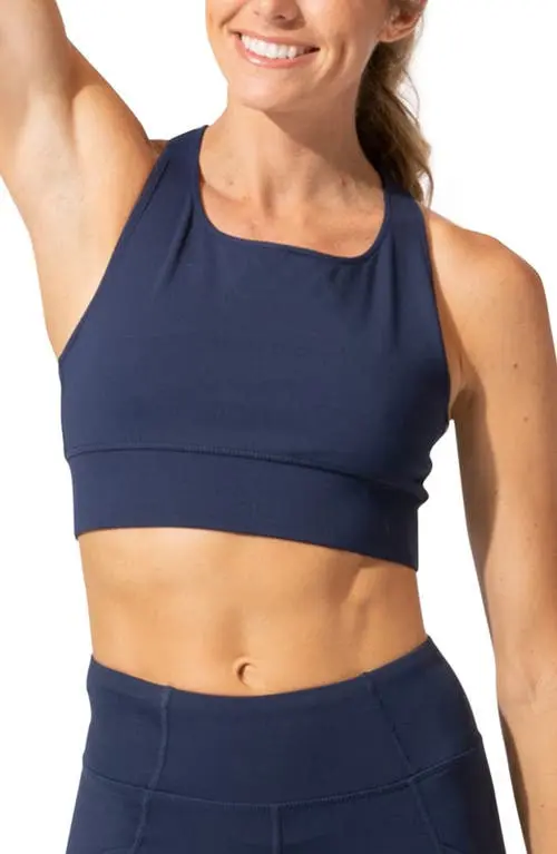 THREADS 4 THOUGHT Strappy Sports Bra - Raw Denim