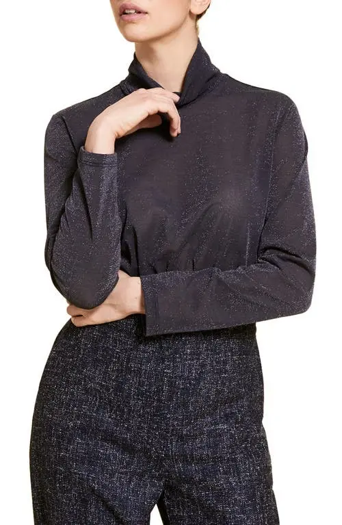 Marina Rinaldi Russia Metallic Turtleneck Jersey Top