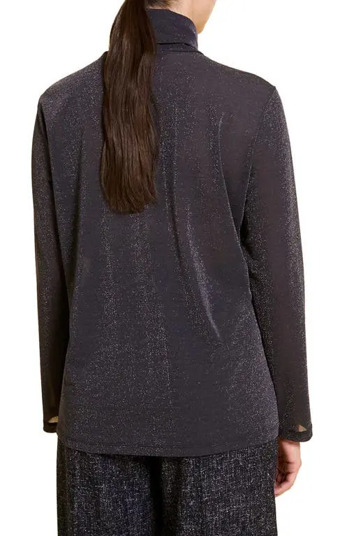 Marina Rinaldi Russia Metallic Turtleneck Jersey Top
