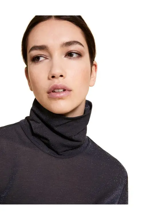 Marina Rinaldi Russia Metallic Turtleneck Jersey Top