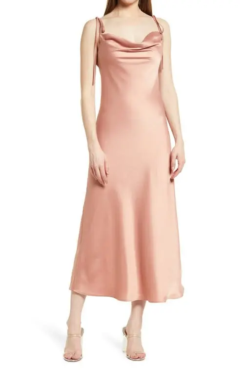 Wayf The Beverly Cowl Neck Midi Dress In Putty - 58% Off | Editorialist