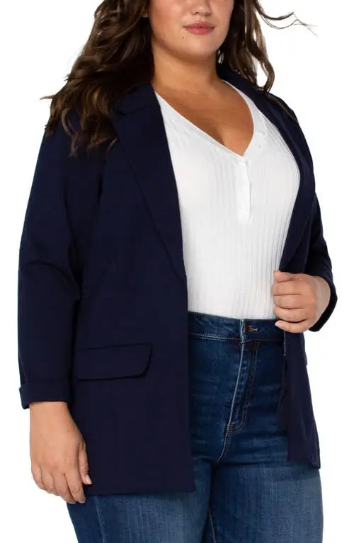 LIVERPOOL Boyfriend Ponte Knit Blazer - Cadet Blue