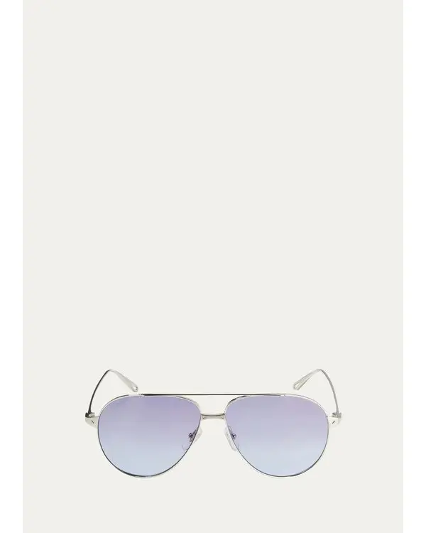 Cartier Santos Metal Aviator Sunglasses - Blue