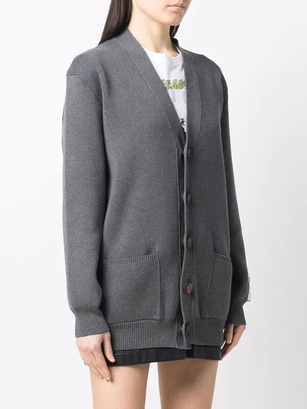 GOLDEN GOOSE Logo-print Knitted Cardigan - Grey
