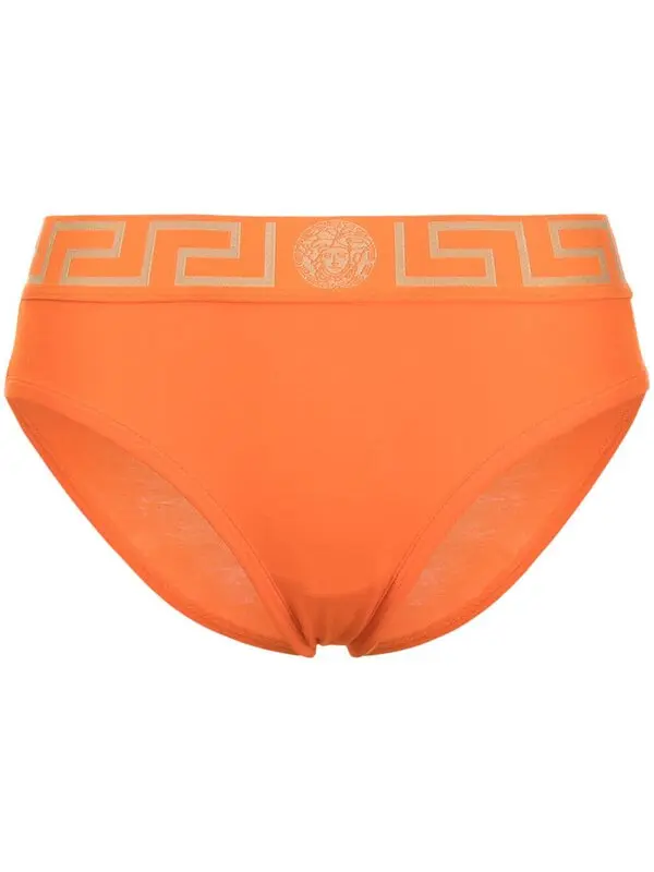 Versace Greca Waistband Briefs - Orange