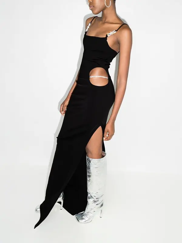 Mach & Mach Cutout Crystal-embellished Maxi Dress