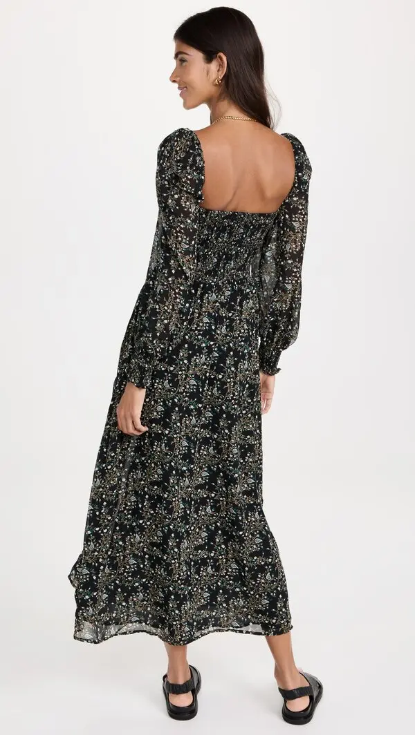 O.P.T Classic Smocked Dress - Green Floral | Editorialist