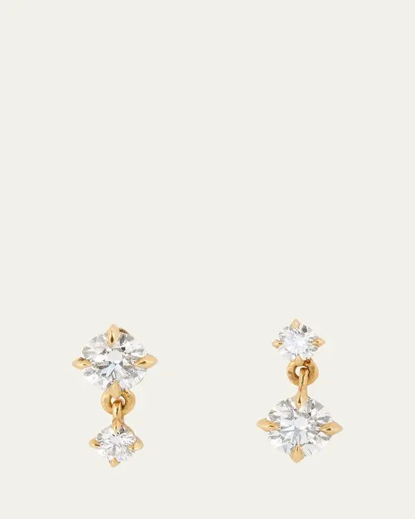 Lizzie Mandler Alternating Double-drop Diamond Earrings