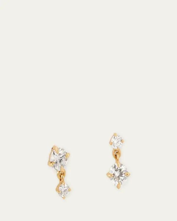 Lizzie Mandler Alternating Double-drop Diamond Earrings