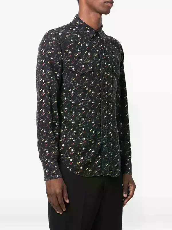 Saint Laurent Star-print Press-stud Shirt