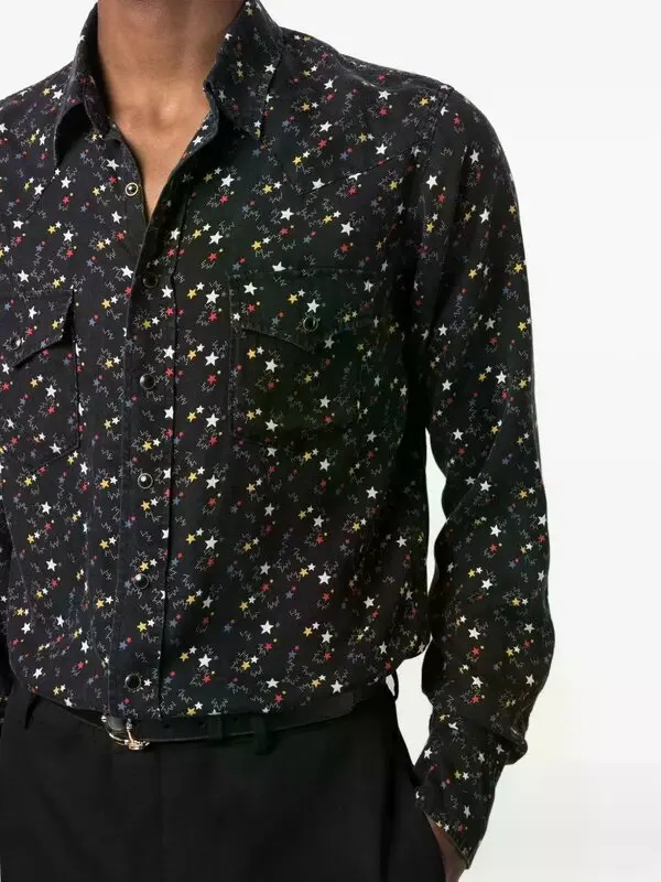 Saint Laurent Star-print Press-stud Shirt