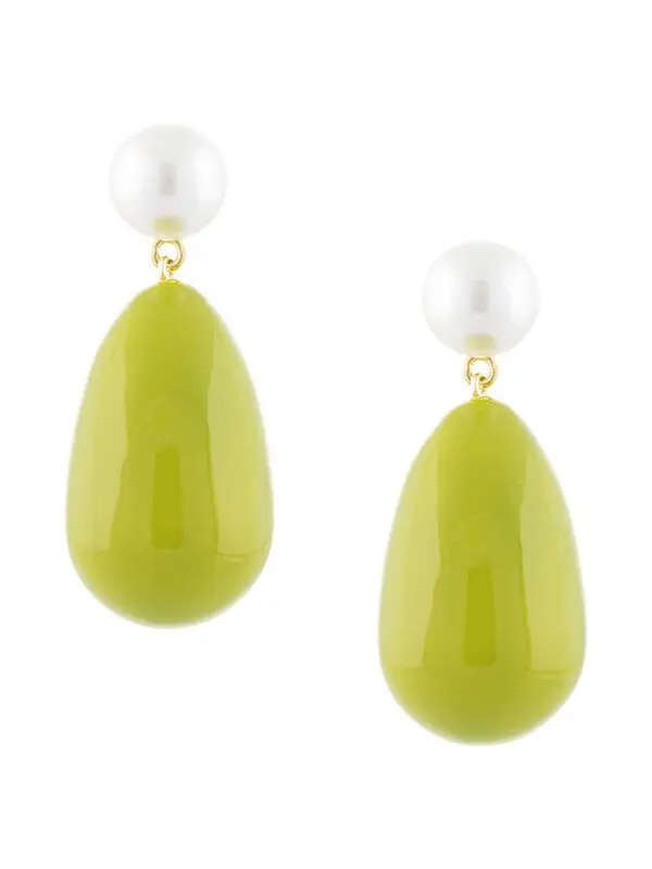 ESHVI Oval Drop Earrings - Green