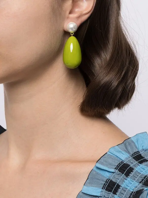 ESHVI Oval Drop Earrings - Green