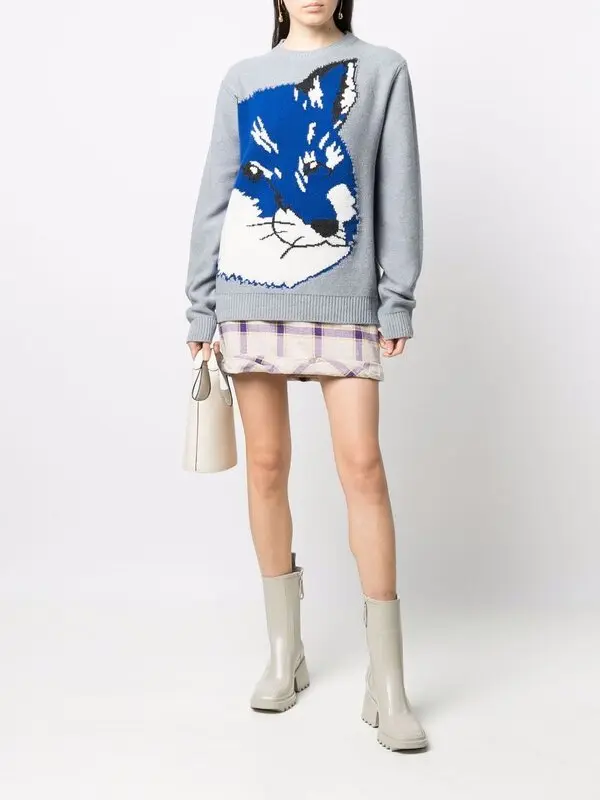 Maison Kitsuné Fox Head-jacquard Lambswool Jumper