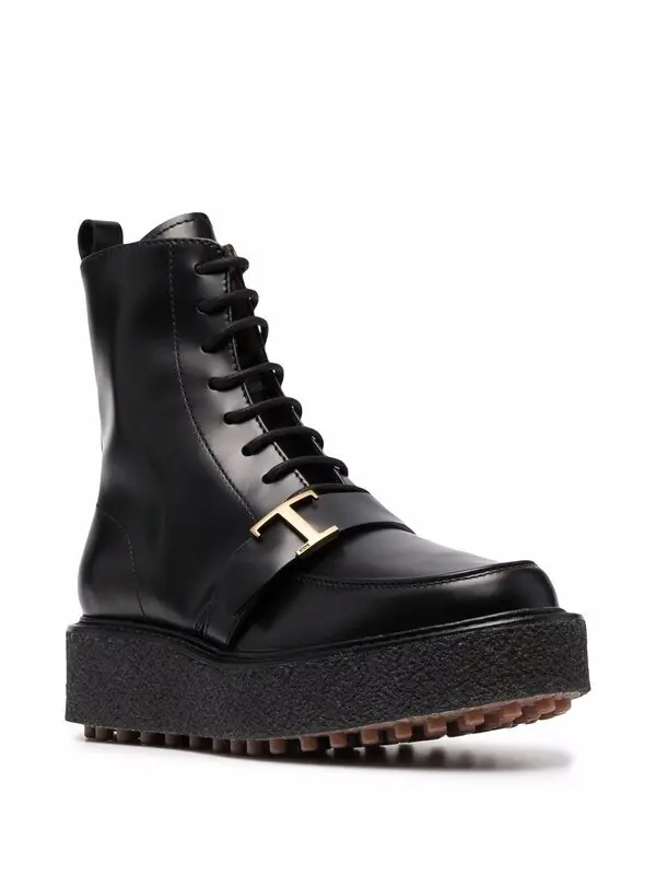TOD'S T-buckle Detail Lace-up Ankle Boots