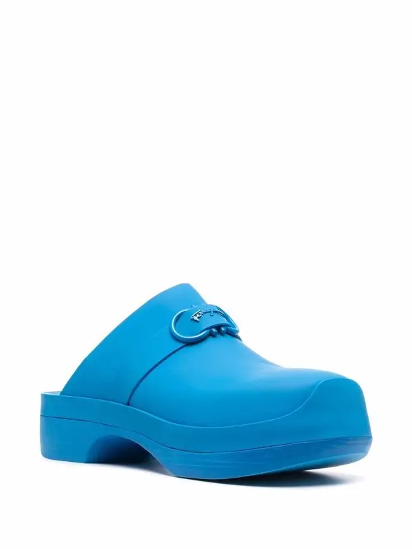 FERRAGAMO Gancini Logo Clogs - Blue