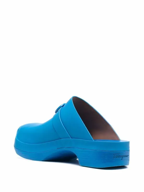 FERRAGAMO Gancini Logo Clogs - Blue