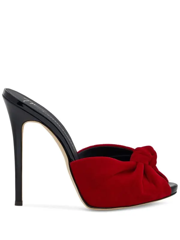 GIUSEPPE ZANOTTI Bridget 120mm Velvet Sandals - Red
