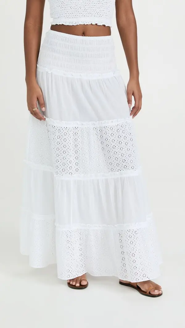Playa Lucila Smocked Eyelet Skirt