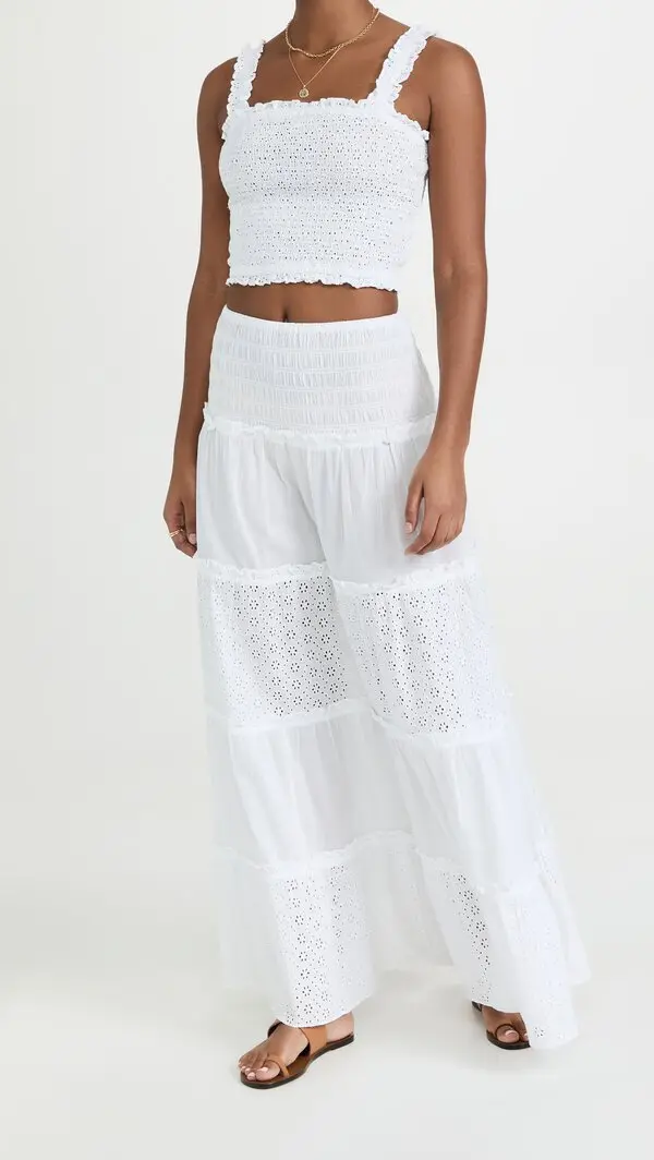 Playa Lucila Smocked Eyelet Skirt
