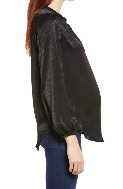 MATERNAL AMERICA Mandarin Collar Maternity Blouse