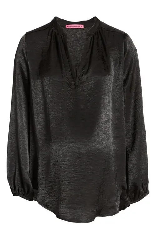 MATERNAL AMERICA Mandarin Collar Maternity Blouse
