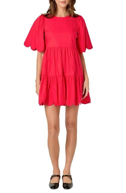 English Factory Scallop Minidress - Red