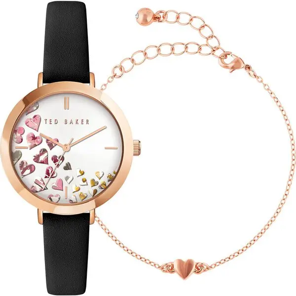 Ted Baker London Ammy Hearts Watch And Bracelet Set - Black