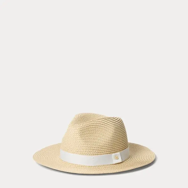 Ralph Lauren Packable Straw Fedora - Natural/cream