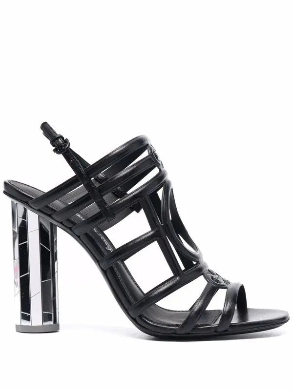 FERRAGAMO Florenza Mirrored-heel Sandals - Black