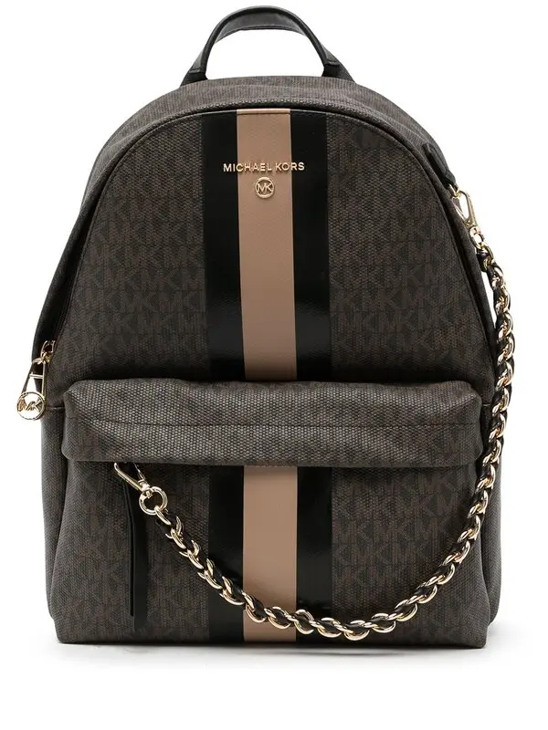 Michael Kors Slater Medium Logo Stripe Backpack In Brown  display picture 2