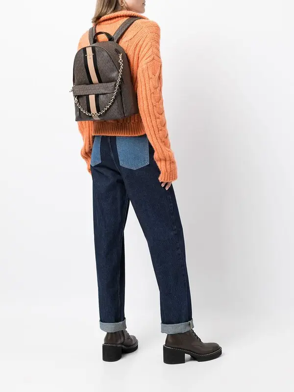 Michael Kors Slater Medium Logo Stripe Backpack In Brown  display picture 1