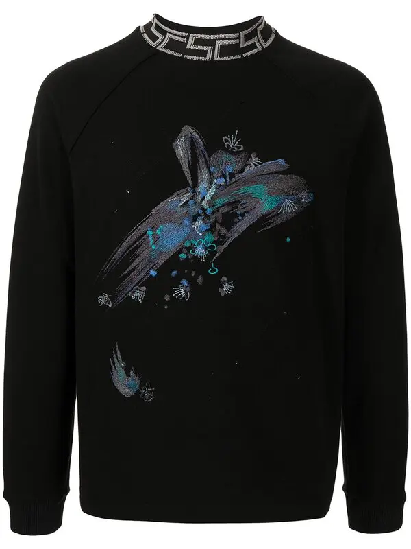 Shiatzy Chen Embroidered Mock Neck Sweatshirt