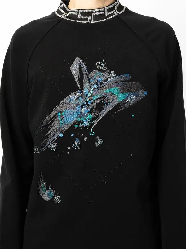 Shiatzy Chen Embroidered Mock Neck Sweatshirt