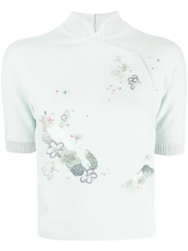 Shiatzy Chen Mandarin Collar Top - Green