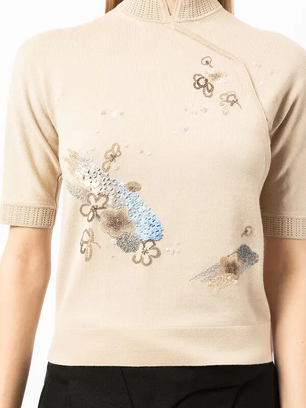 Shiatzy Chen Embroidered Knit Top