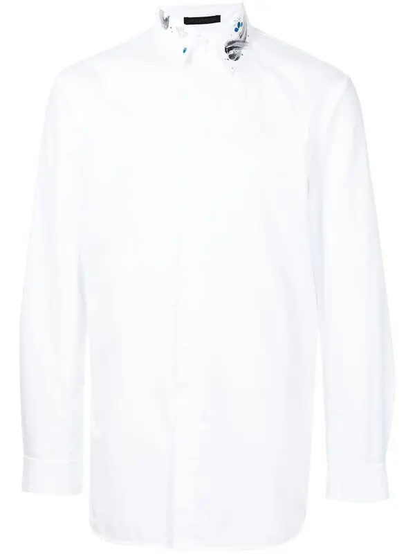 Shiatzy Chen Hand-drawn Collar Cotton Shirt - White