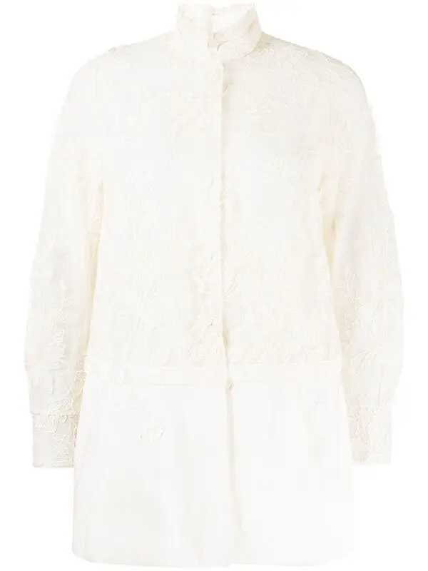 Shiatzy Chen Embroidered Lace Panel Jacket - White