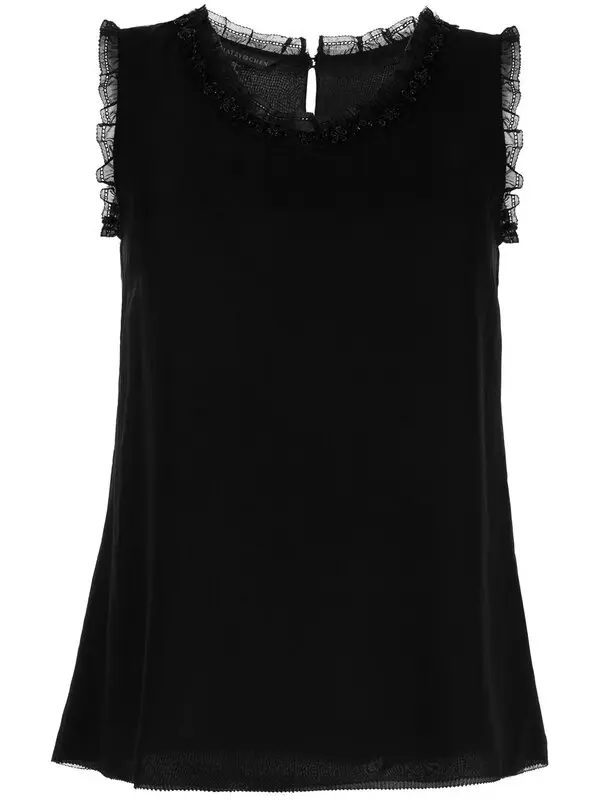 Shiatzy Chen Bead-embellished Silk Sleeveless Blouse