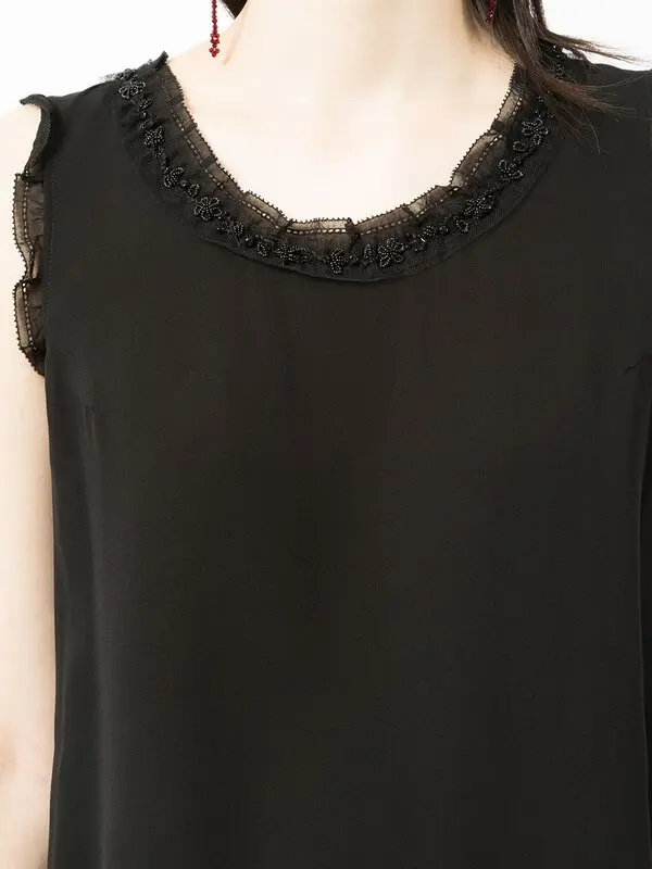 Shiatzy Chen Bead-embellished Silk Sleeveless Blouse