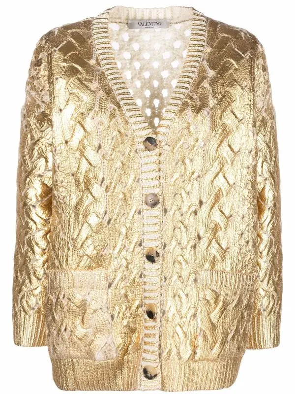 Valentino Garavani Metallic-effect V-neck Cardigan