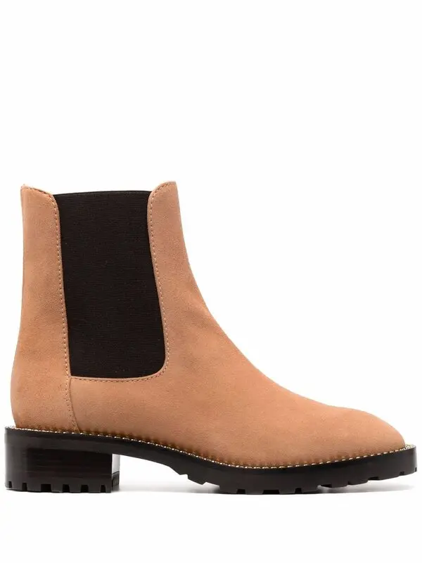 STUART WEITZMAN Suede Chain-link Chelsea Boots