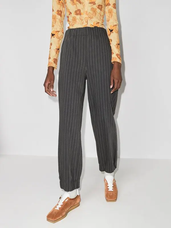 GANNI Pinstripe Elasticated-waist Trousers
