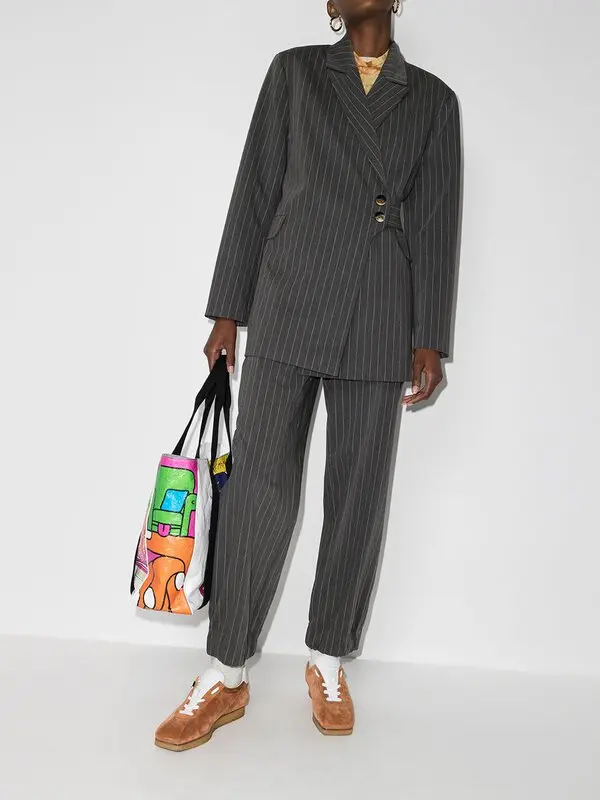 GANNI Pinstripe Elasticated-waist Trousers