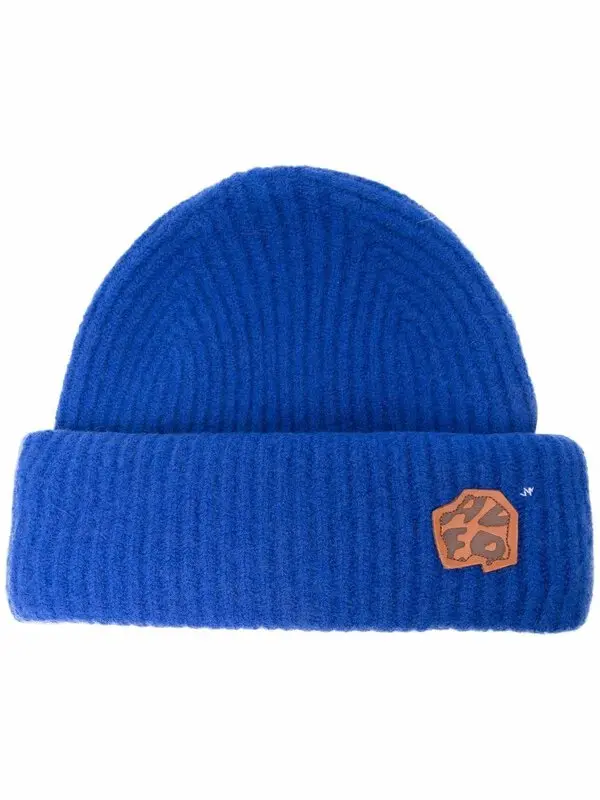 ADER ERROR Logo-patch Wool-blend Beanie - Blue