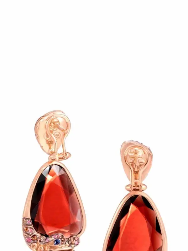 John Hardy 18kt Rose Gold Naga Kembar Diamond Drop Earrings
